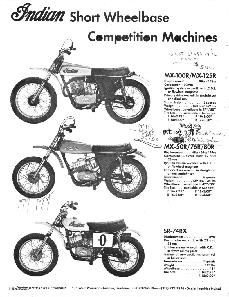 Indian Line Up – Indian Dirt Bike Parts